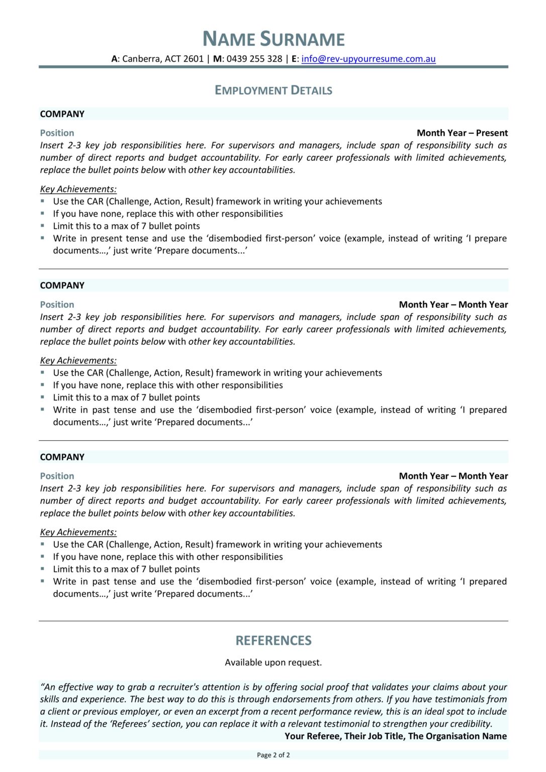 Free Australian Resume Template | Download Your ATS-Friendly Resume Now