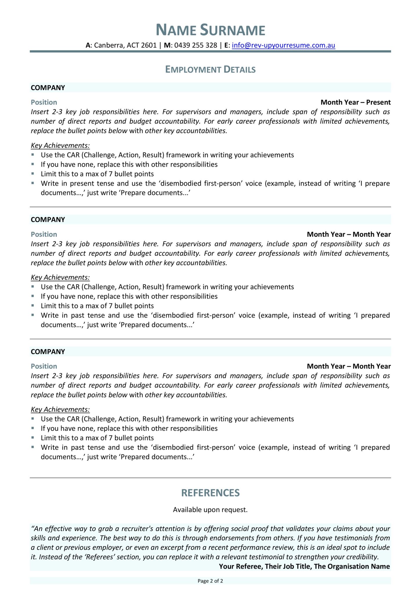 Free Australian Resume Template | Download Your ATS-Friendly Resume Now