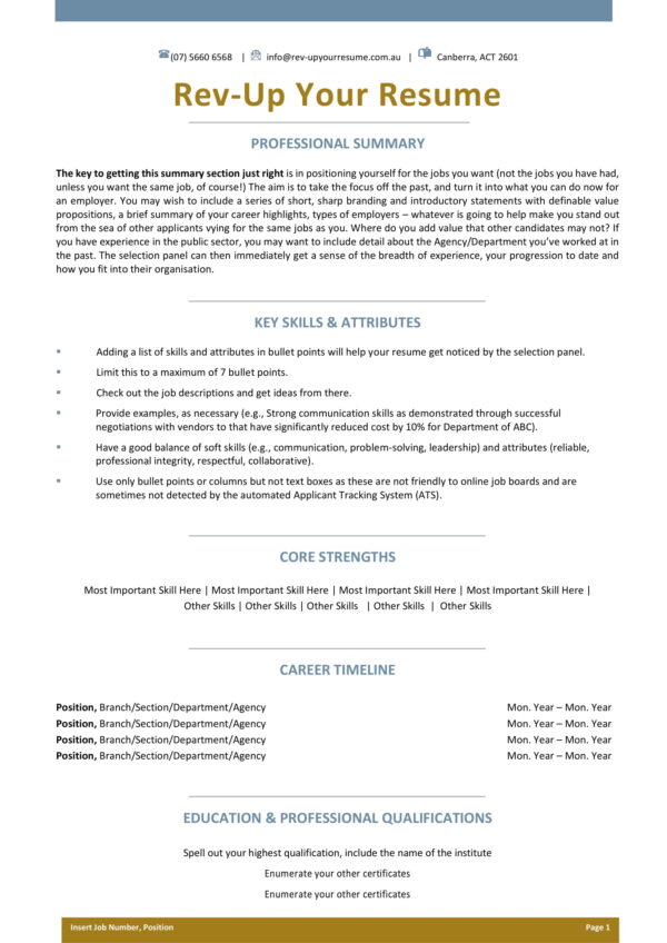 Public Service Resume Template – Rev-Up Your Resume: Resume Writing ...